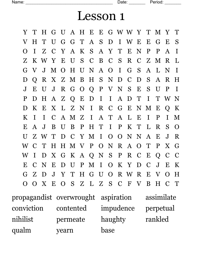 Lesson 1 Word Search - WordMint
