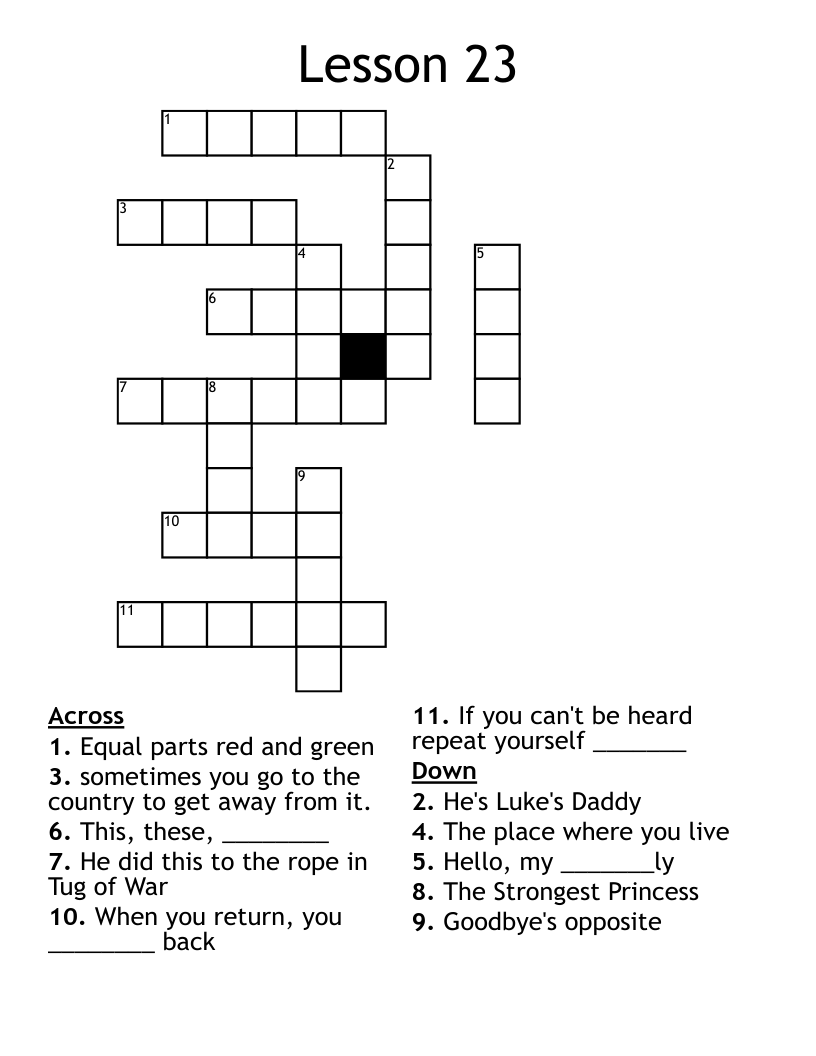 Lesson 23 Crossword - WordMint