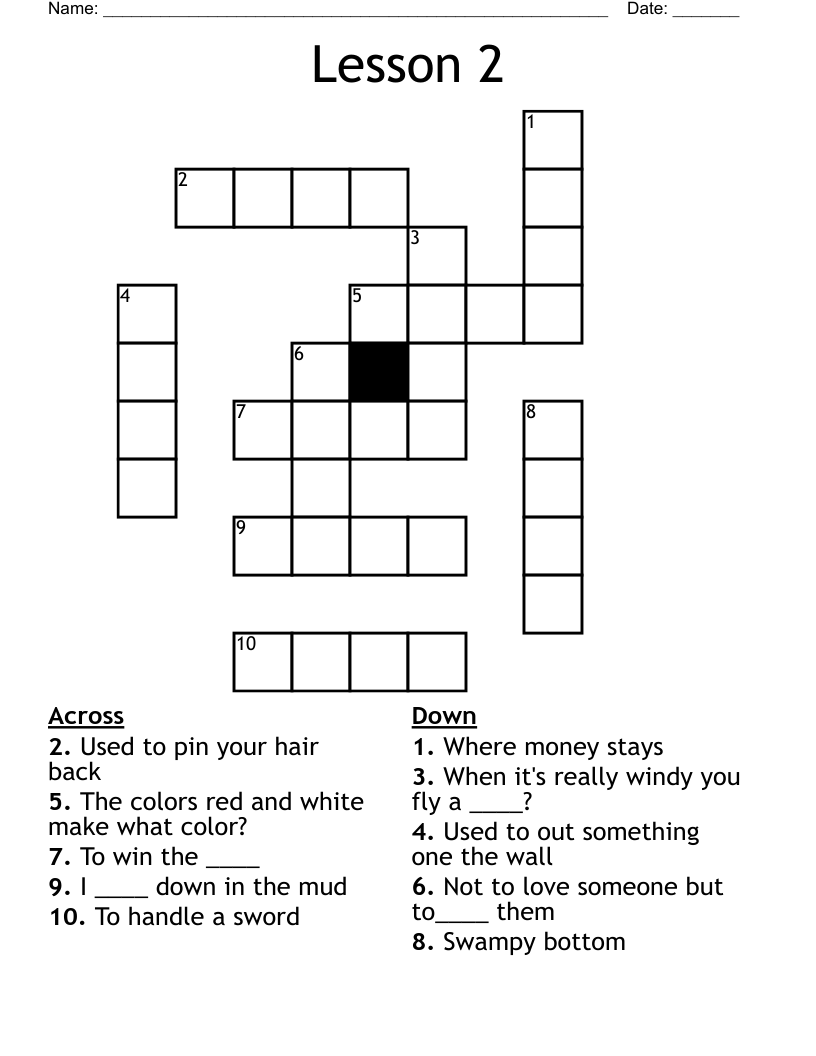 Lesson 2 Crossword - WordMint