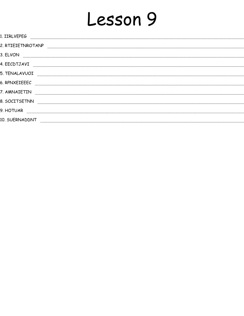 Lesson 9 Word Scramble - WordMint