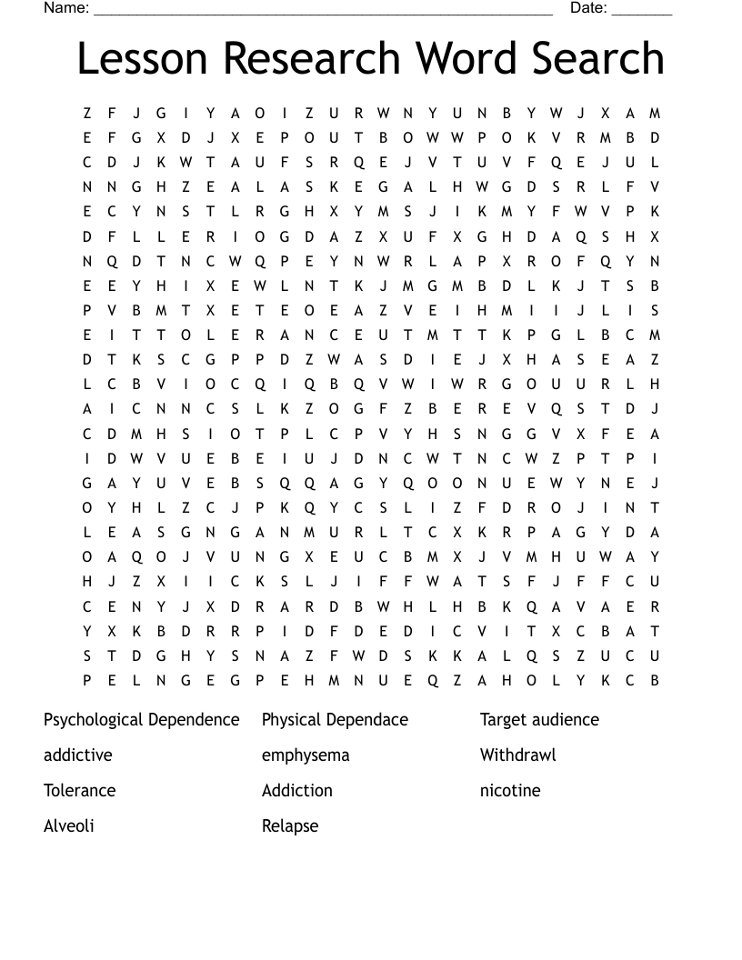 Lesson Research Word Search - WordMint