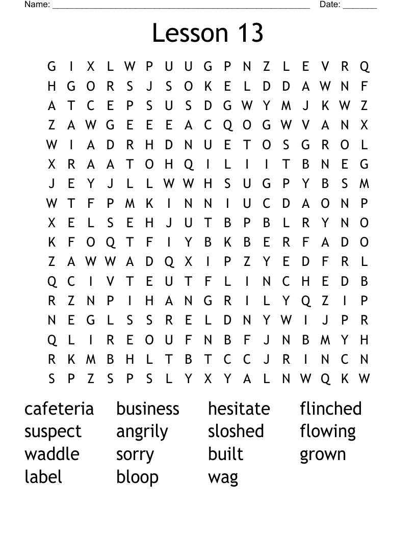 Lesson 13 Word Search - WordMint