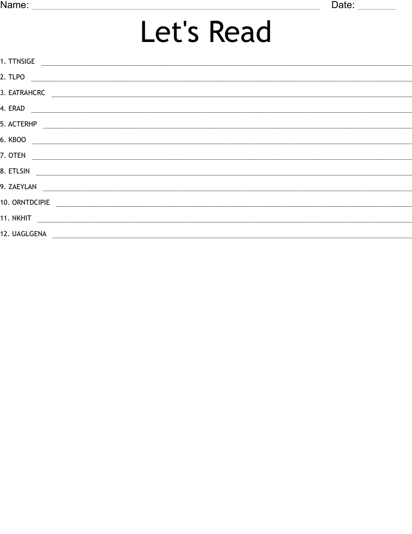 Let's Read Word Scramble - WordMint