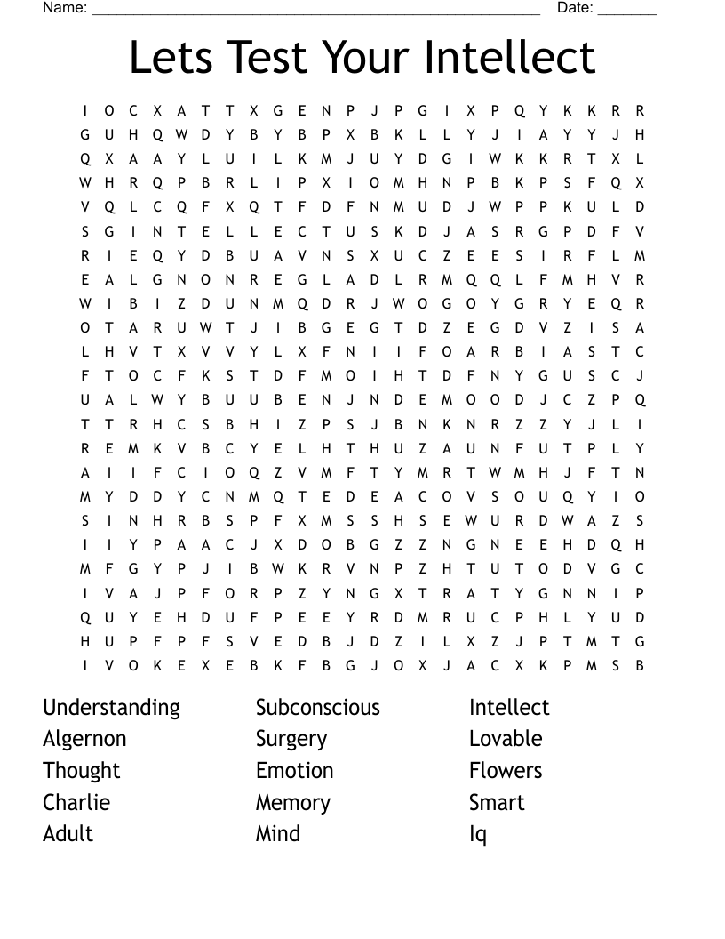 Lets Test Your Intellect Word Search - WordMint
