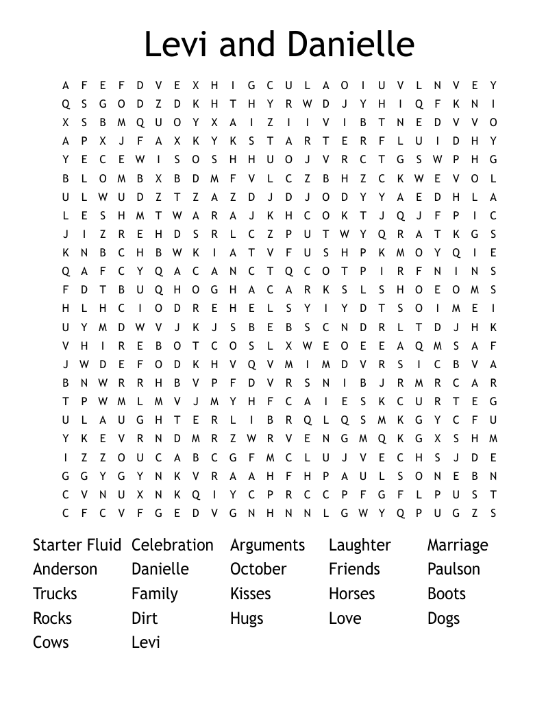 Levi and Danielle Word Search - WordMint