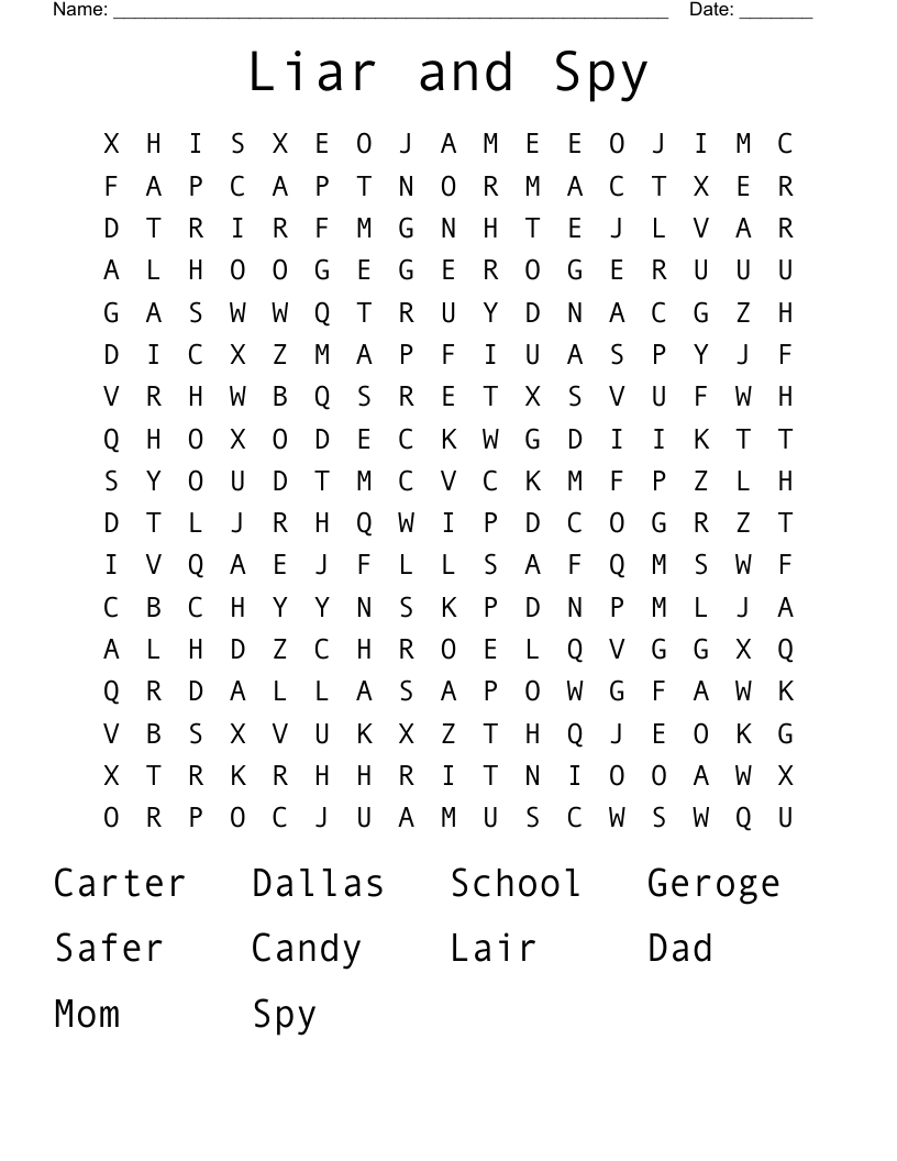 Liar and Spy Word Search - WordMint