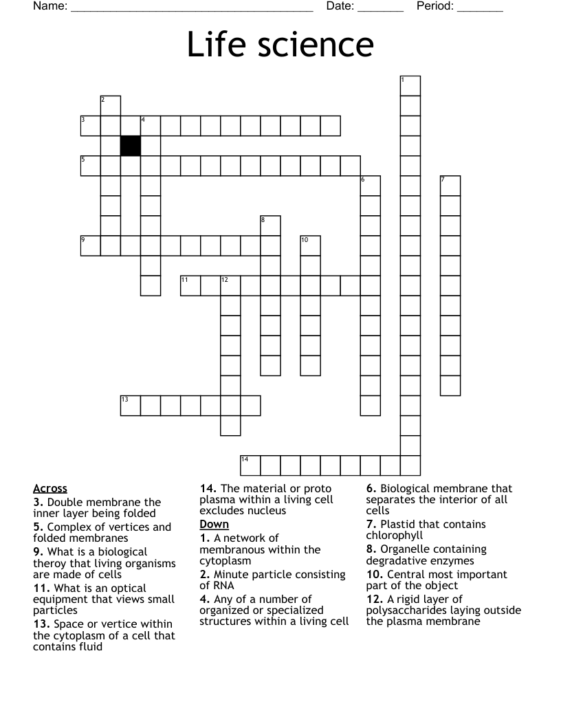 Life science Crossword - WordMint