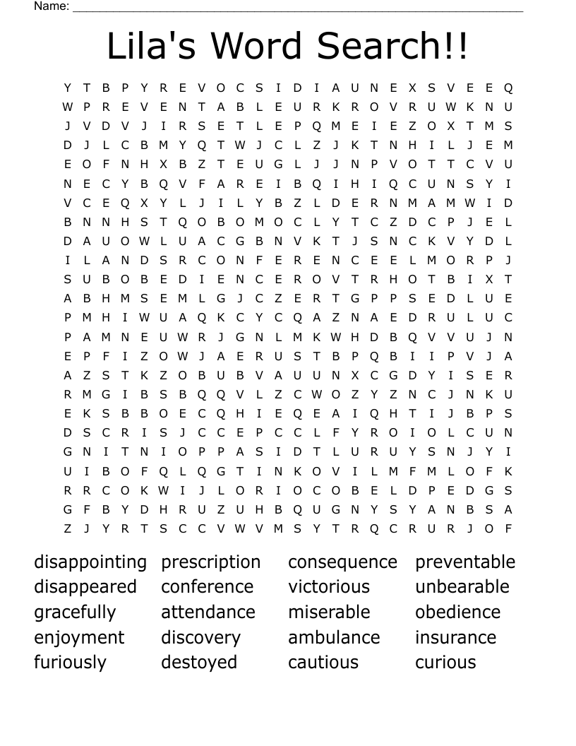 Lila's Word Search!! - WordMint