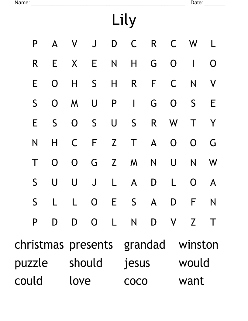 Lily Word Search - WordMint