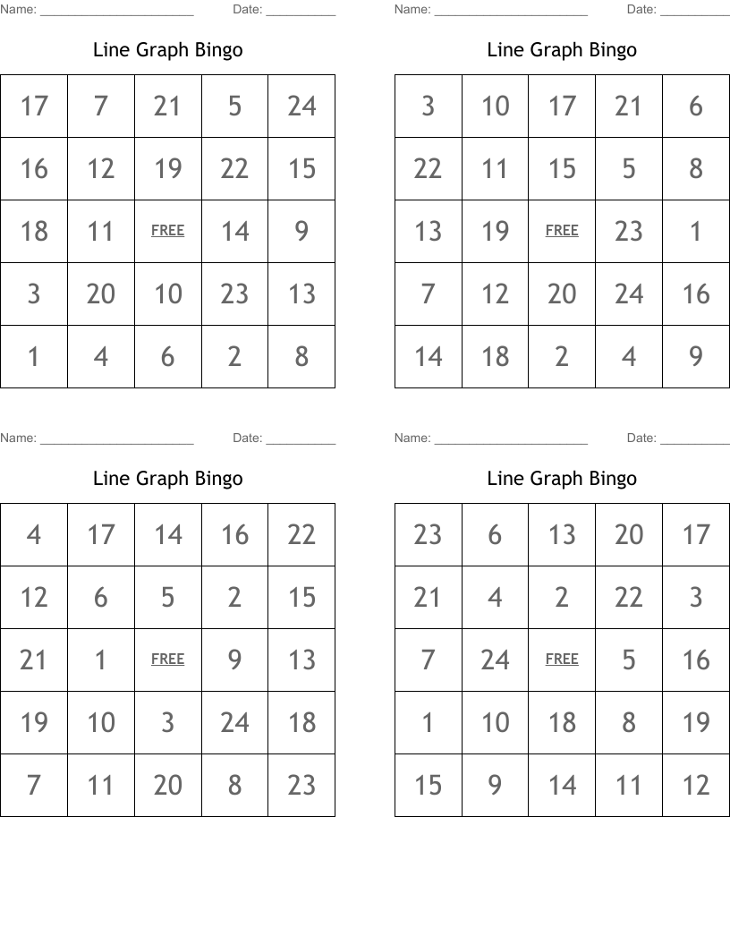 Line Graph Bingo - WordMint