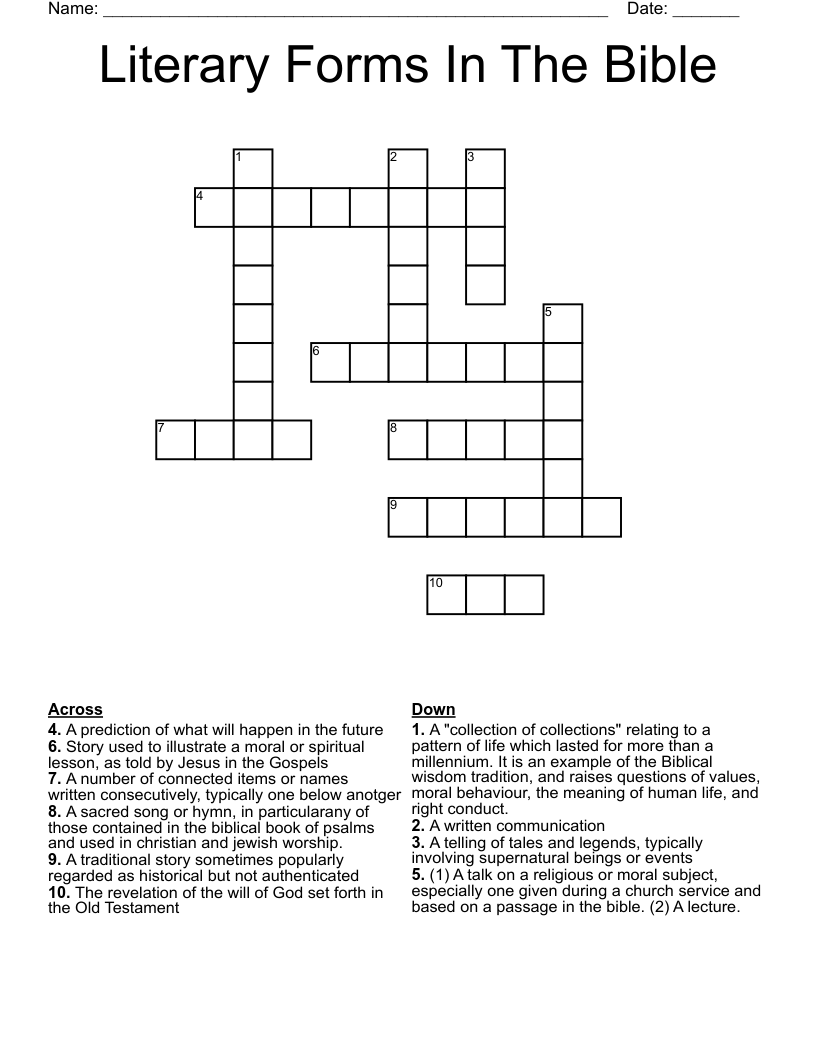 Literary Forms In The Bible Crossword WordMint