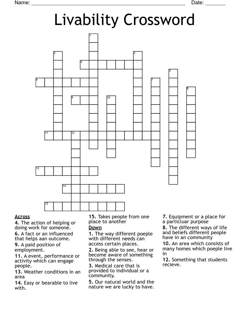 Livability Crossword - WordMint