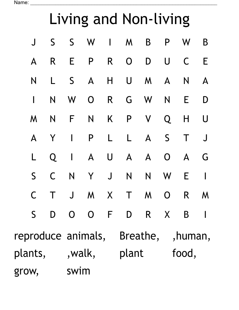 Living and Non-living Word Search - WordMint