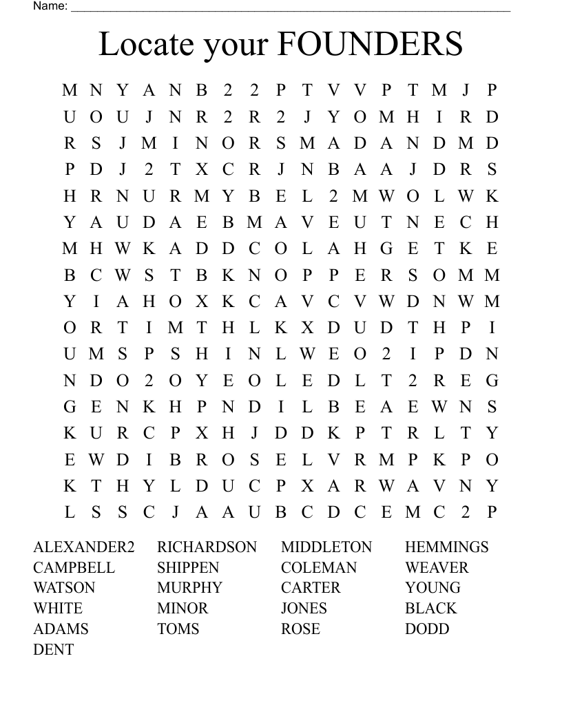 Locate Your FOUNDERS Word Search WordMint