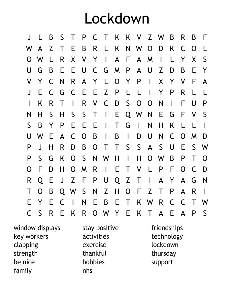 Lockdown Word Search - WordMint