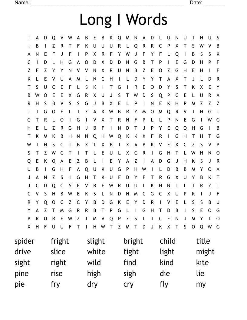 Long I Words Word Search WordMint