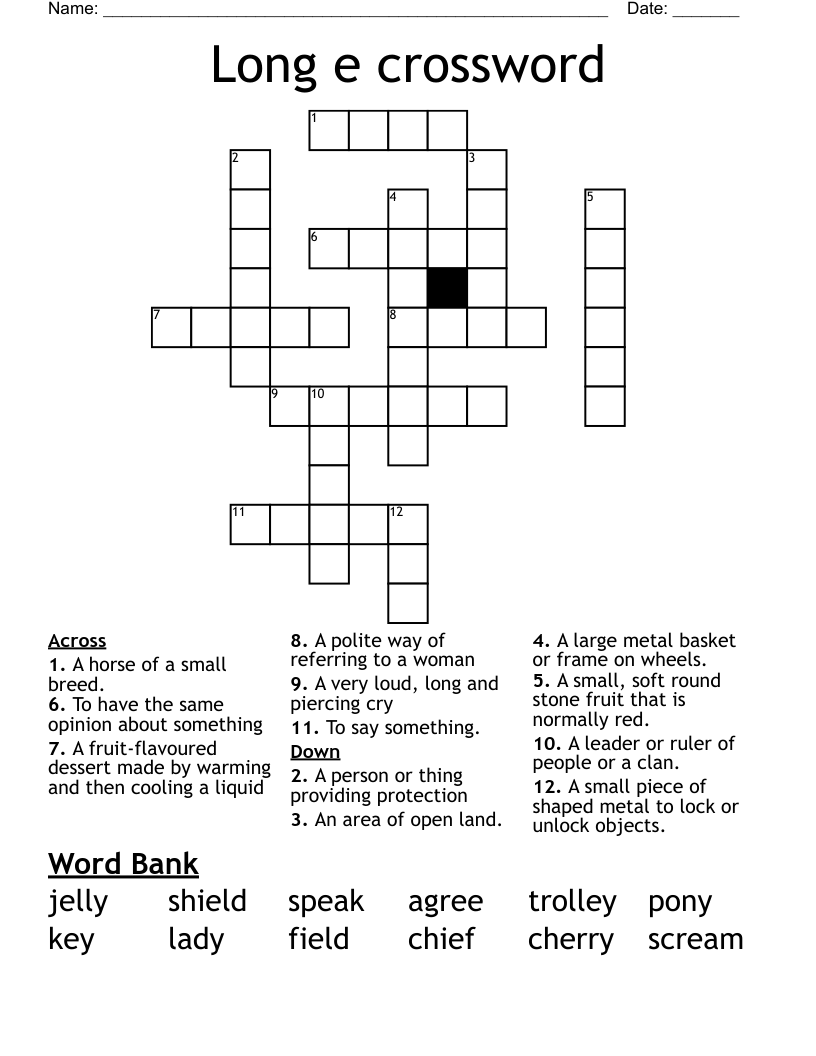 Long e crossword - WordMint