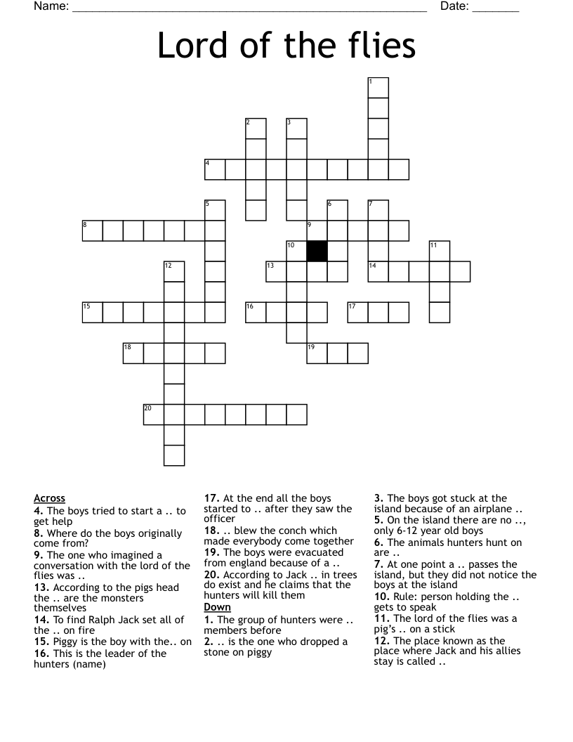 Lord of the flies Crossword - WordMint