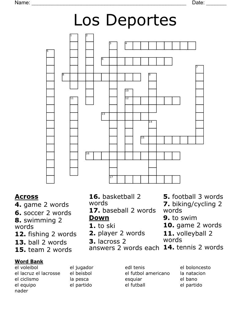 Los Deportes Crossword - WordMint