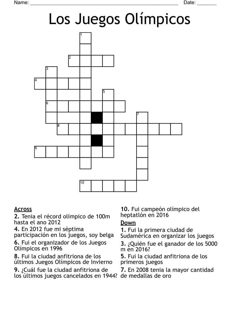 Los Juegos Olímpicos Crossword - WordMint