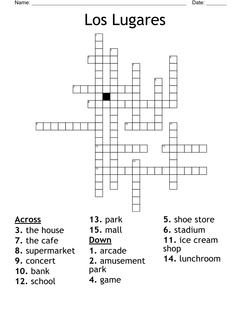 Los Lugares Crossword - WordMint