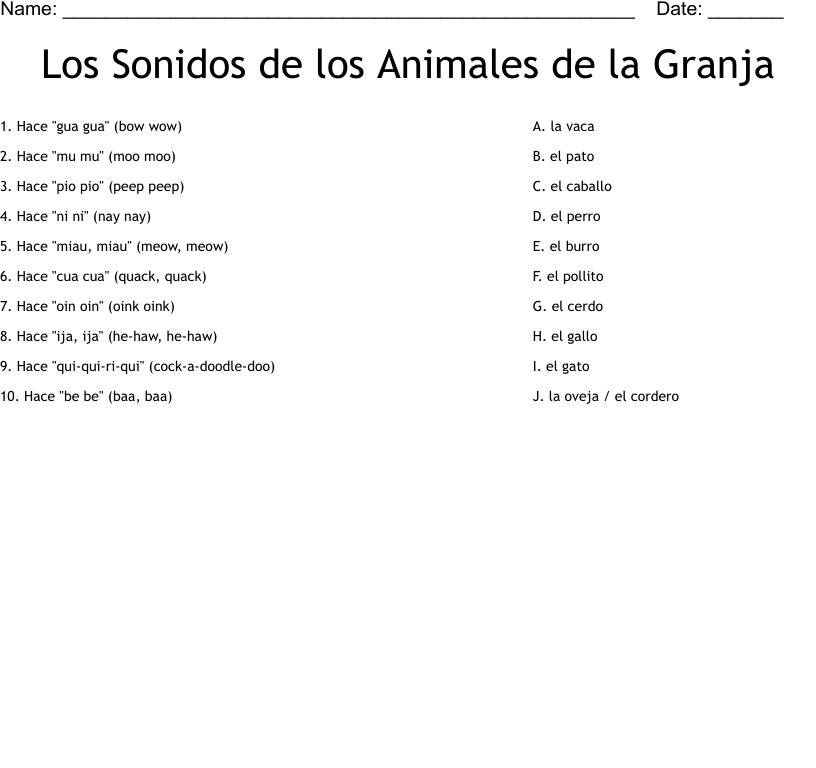 Bingo de Animales - WordMint