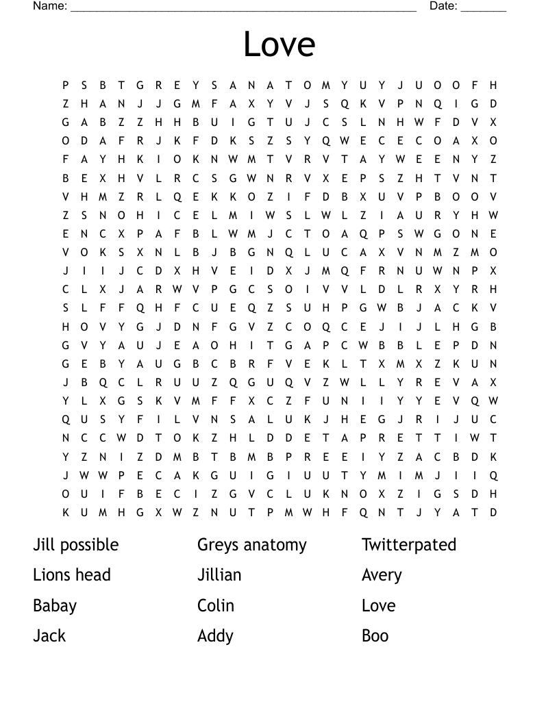 Love Word Search - WordMint