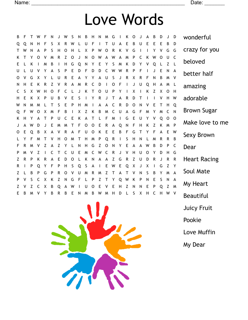Love Words Word Search - WordMint
