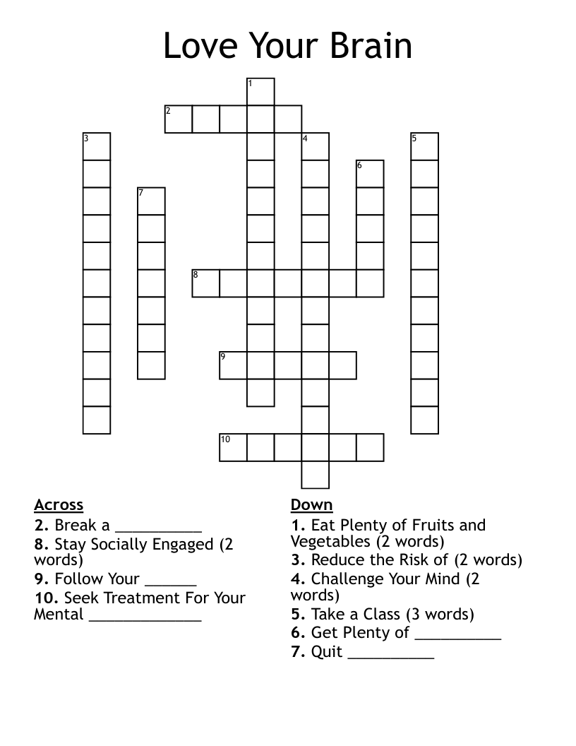 Love Your Brain Crossword - WordMint