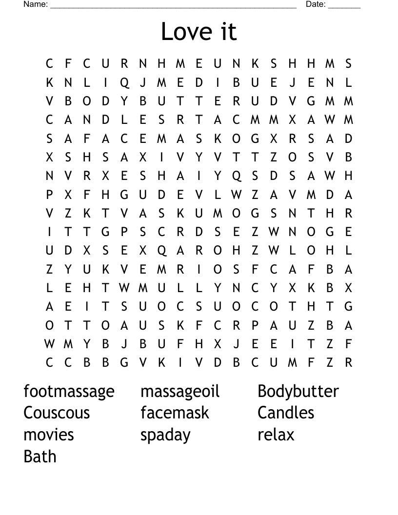 Love it Word Search - WordMint