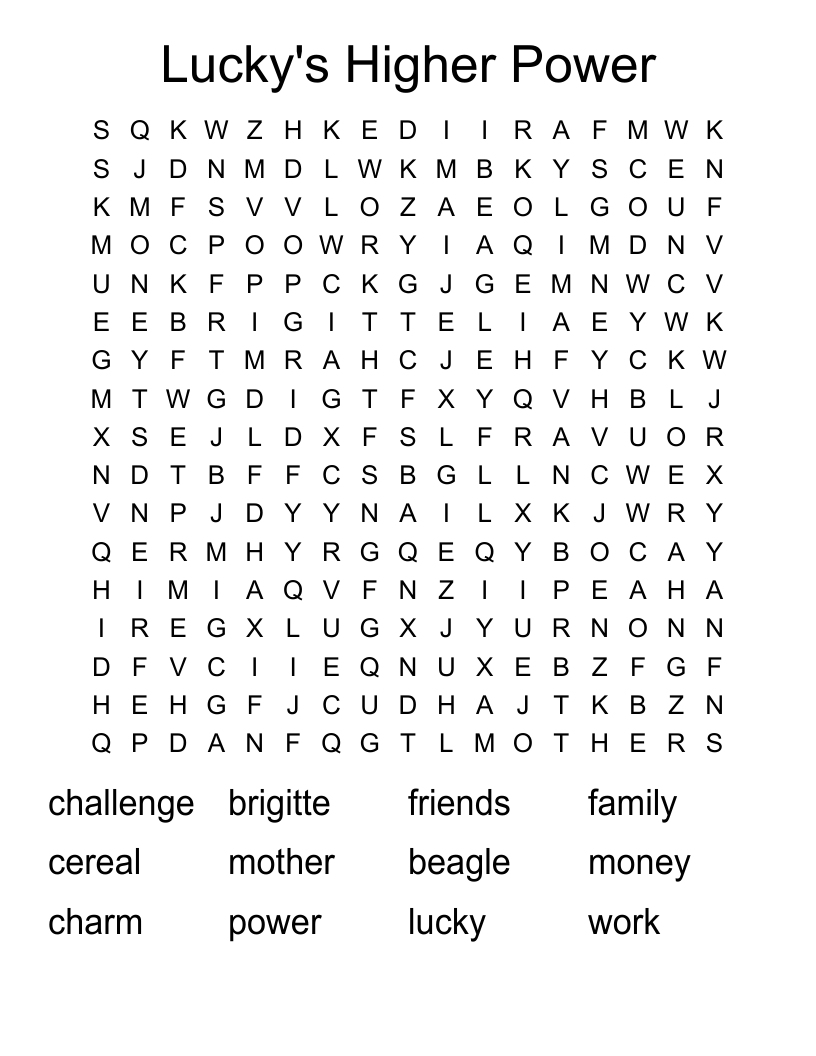 Lucky's Higher Power Word Search - WordMint