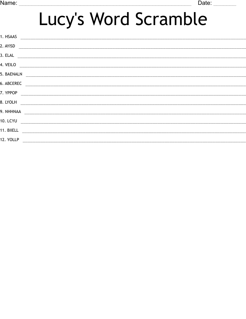 Lucy's Word Scramble - WordMint