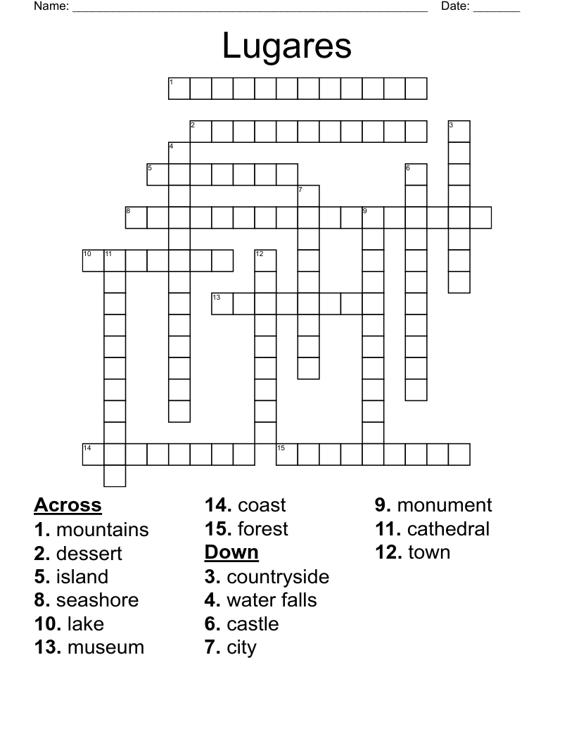 Lugares Crossword - WordMint