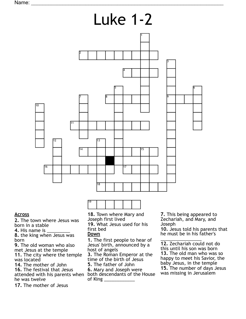 Luke 1 2 Crossword WordMint