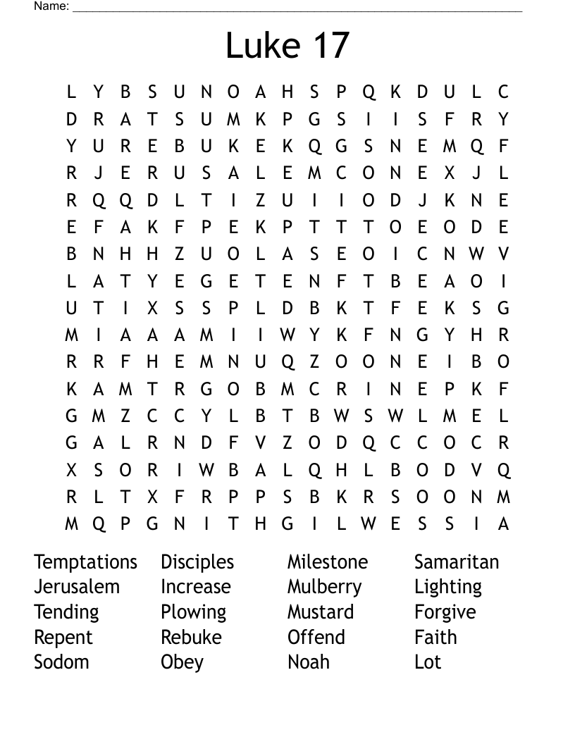 Luke 17 Word Search WordMint