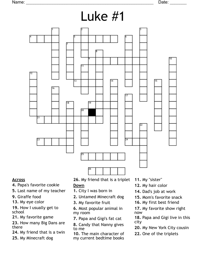 For Brianna Crossword WordMint