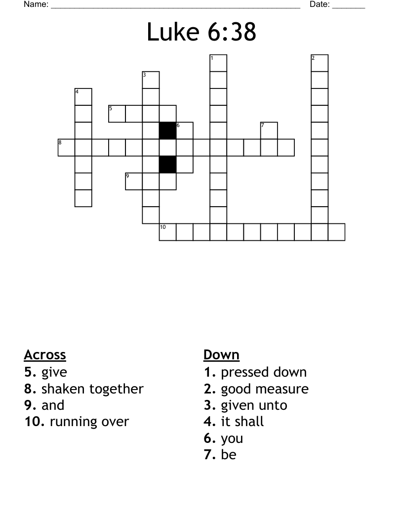 Luke 6 38 Crossword WordMint