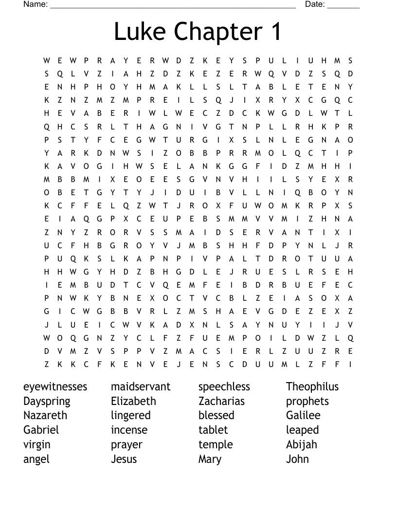 Luke Chapter 1 Word Search WordMint