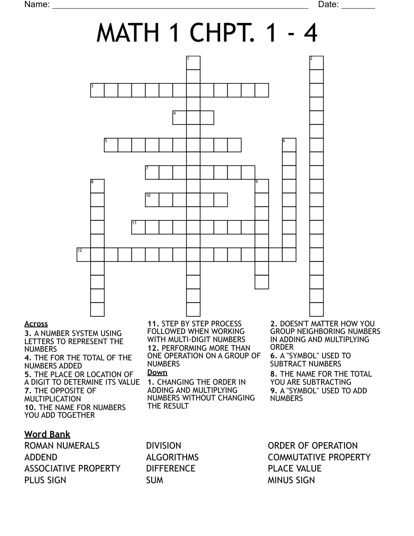 Addition and Subtraction Word Search - WordMint