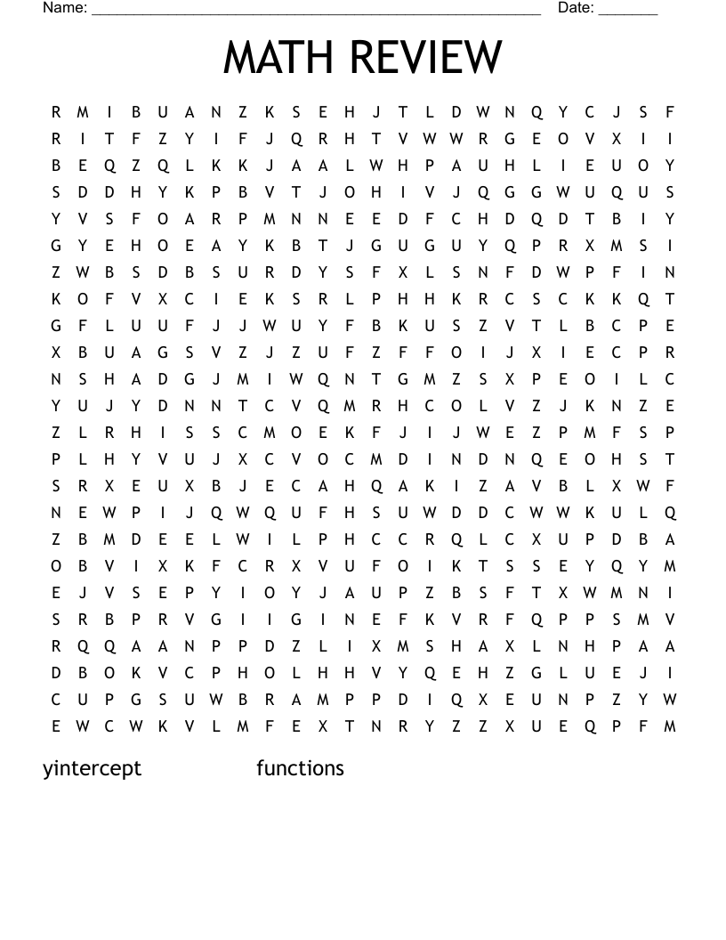MATH REVIEW Word Search WordMint math-review-word-search-wordmint