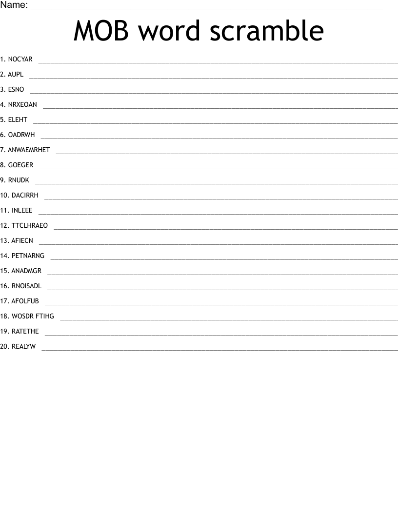 MOB word scramble - WordMint
