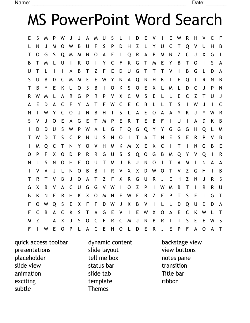 Power Point Word Search WordMint