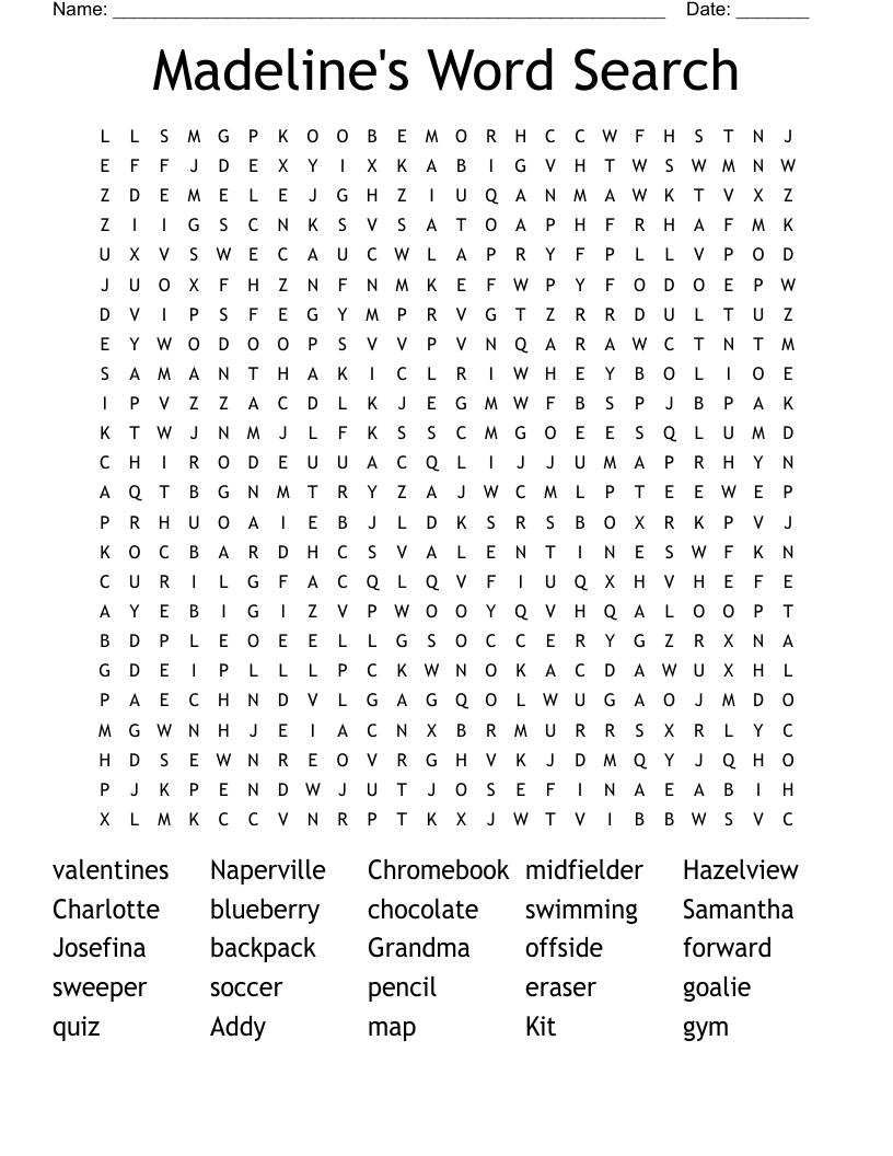 Madeline's Word Search - WordMint