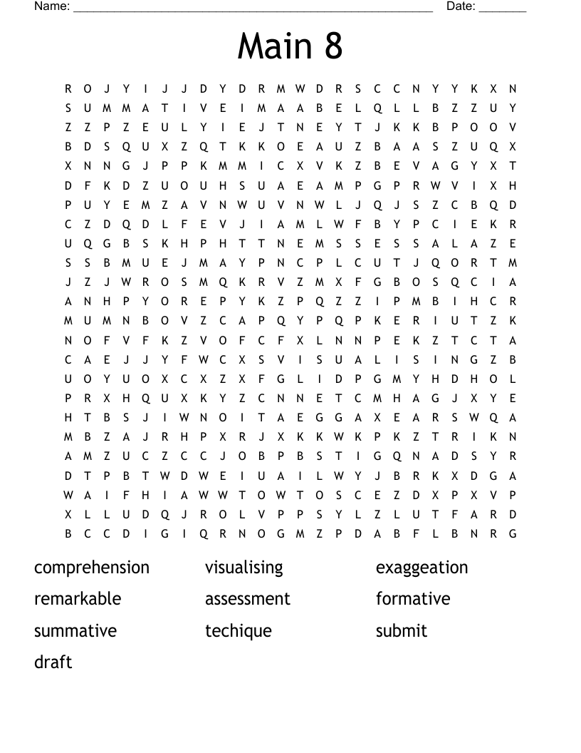 Main 8 Word Search - WordMint