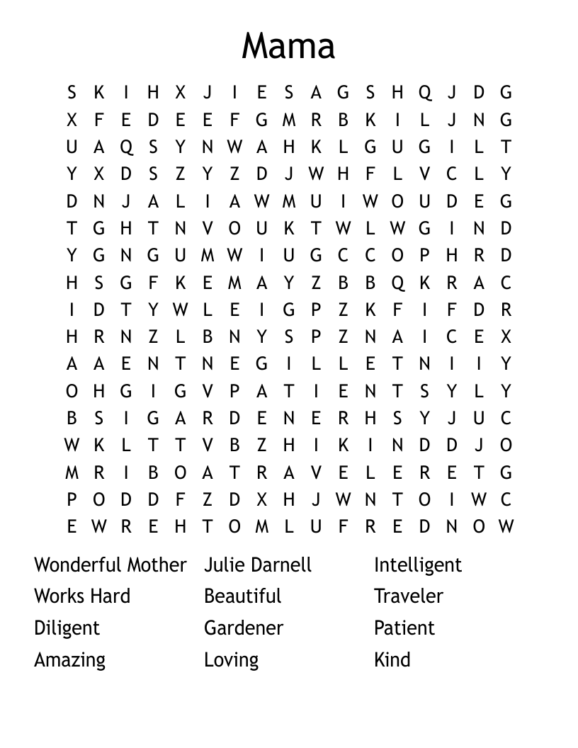 Mama Word Search - WordMint