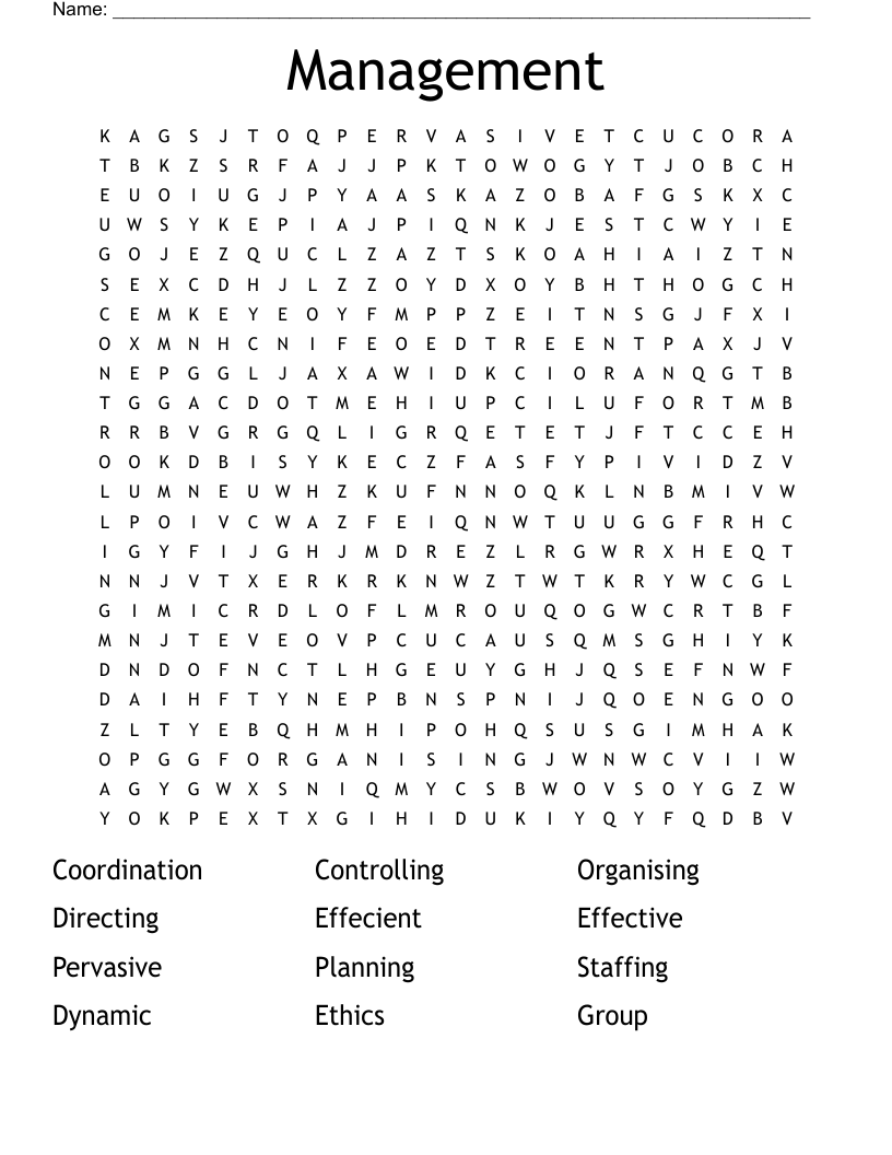 Management Word Search - WordMint