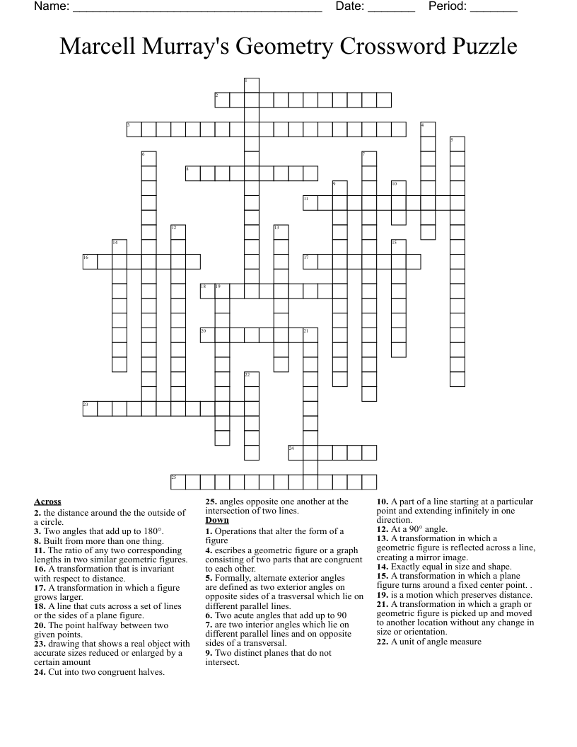 Marcell Murray's Geometry Crossword Puzzle - WordMint