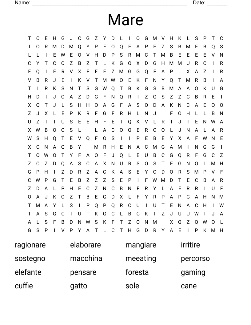 Mare Word Search - WordMint