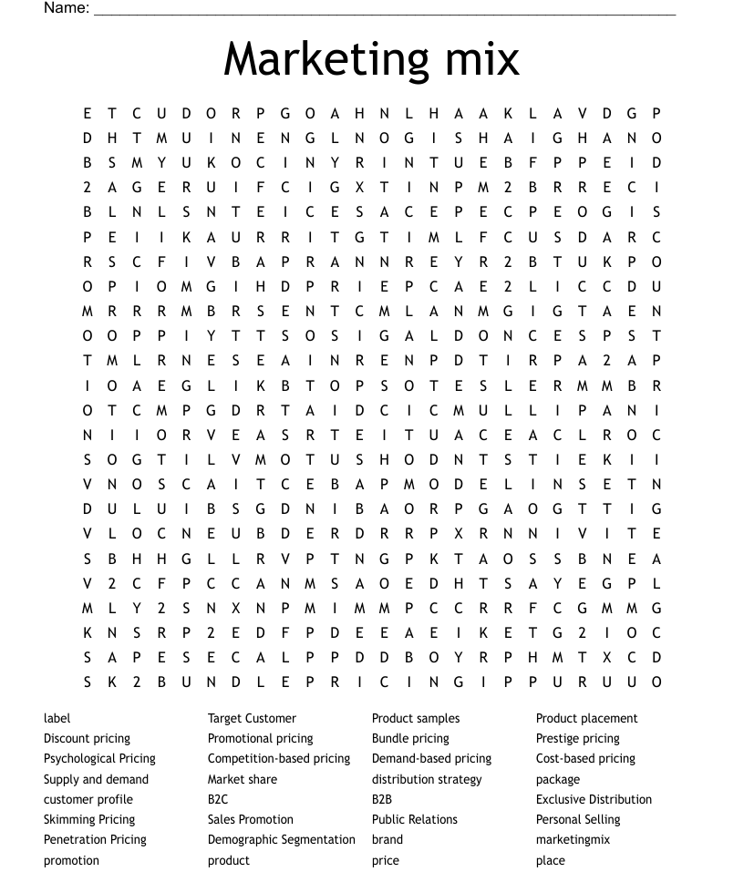 Marketing Word Search - WordMint