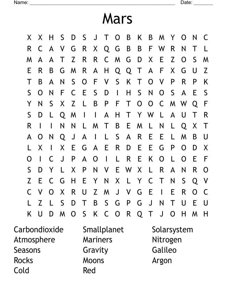 Mars Word Search - WordMint